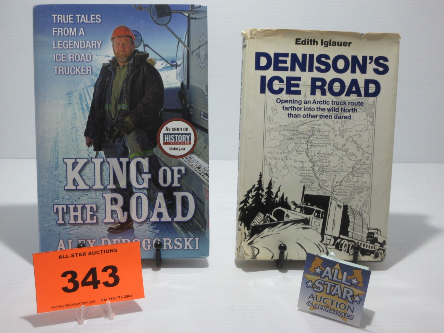ESTATE: 2 BOOKS "KING OF THE ROAD" & "DENISON'S ICE ROAD"