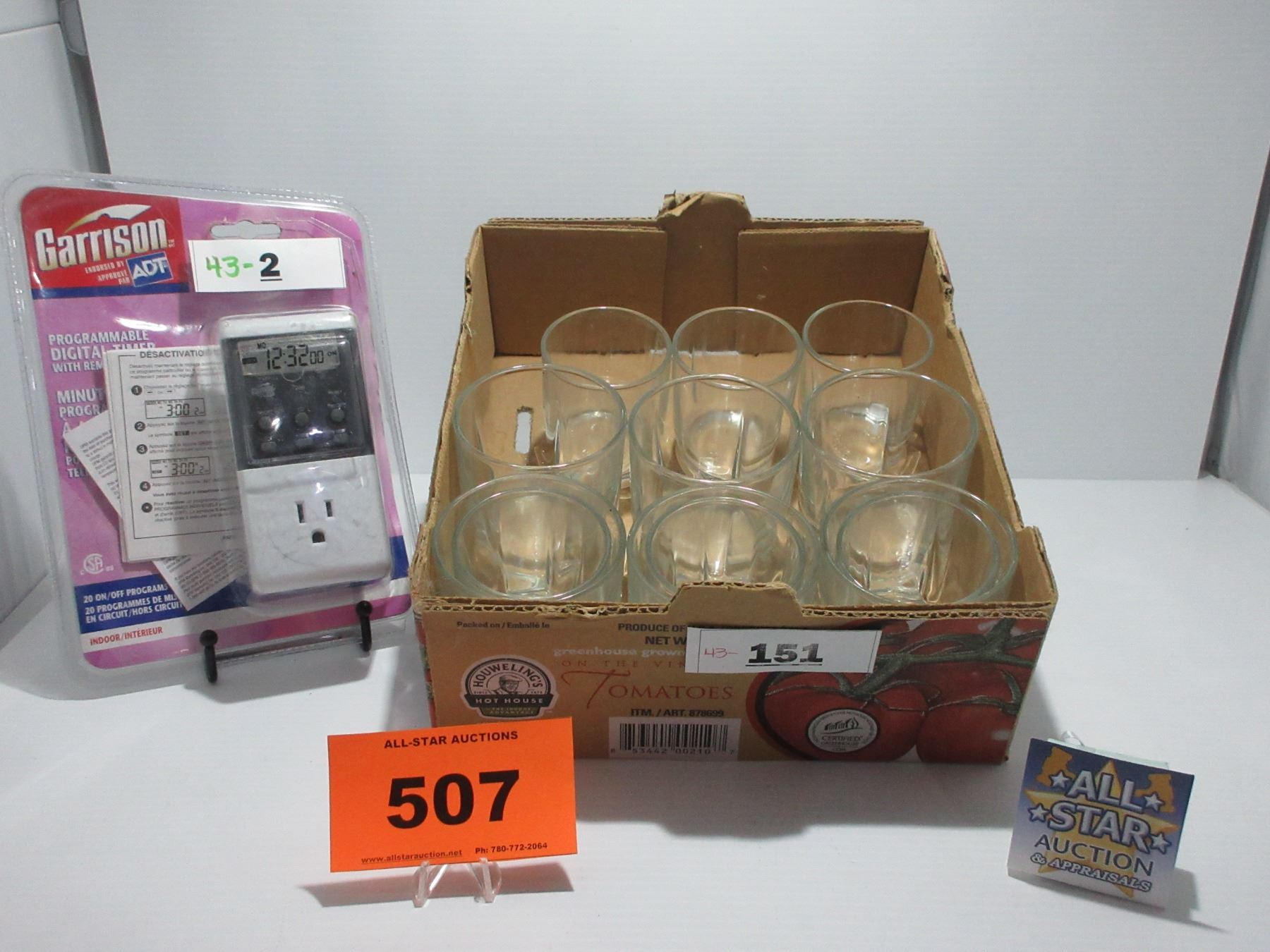 Set Of 12 Juice Glasses Box And Garrison Adt Programmable Digital Timer