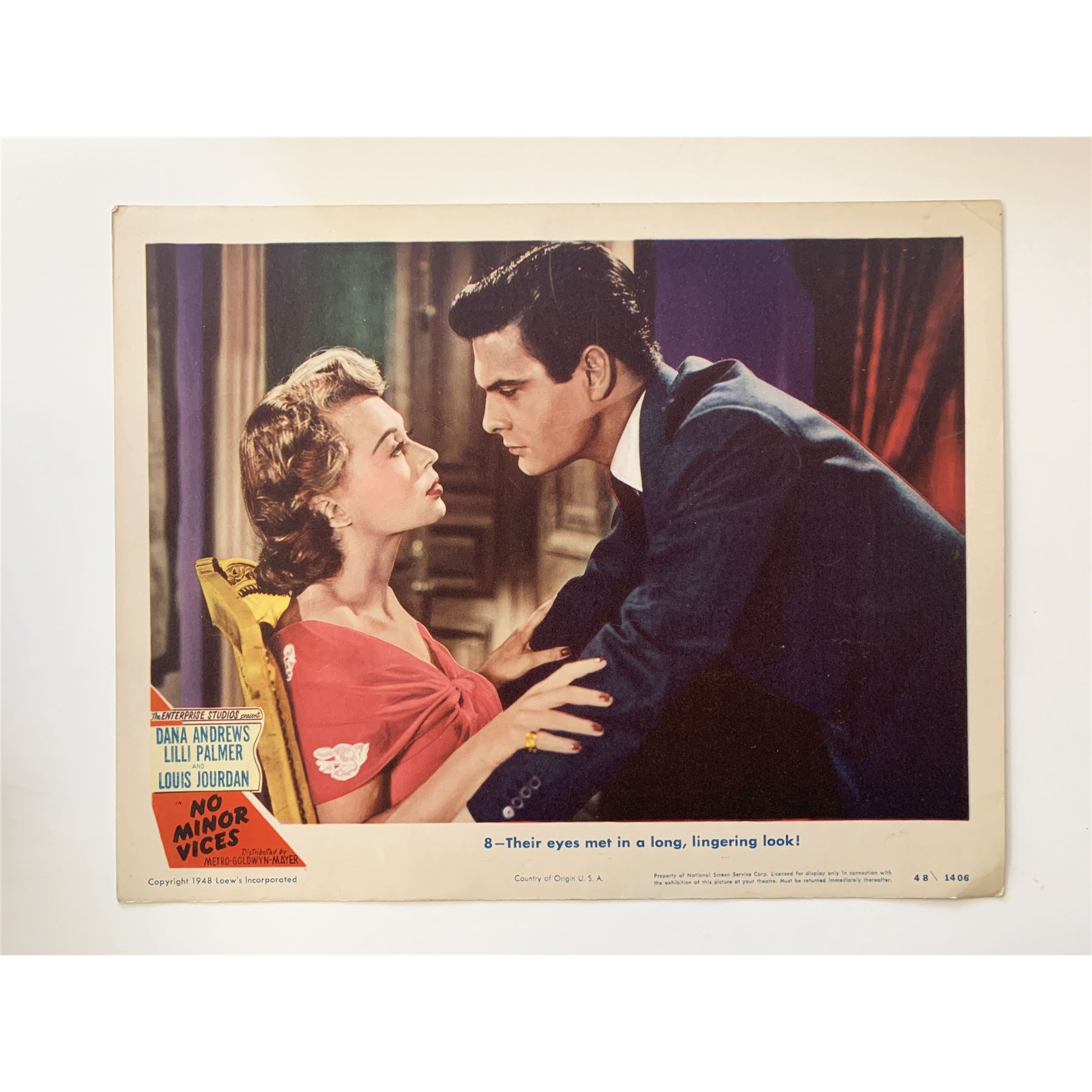 No Minor Vices original 1948 vintage lobby card