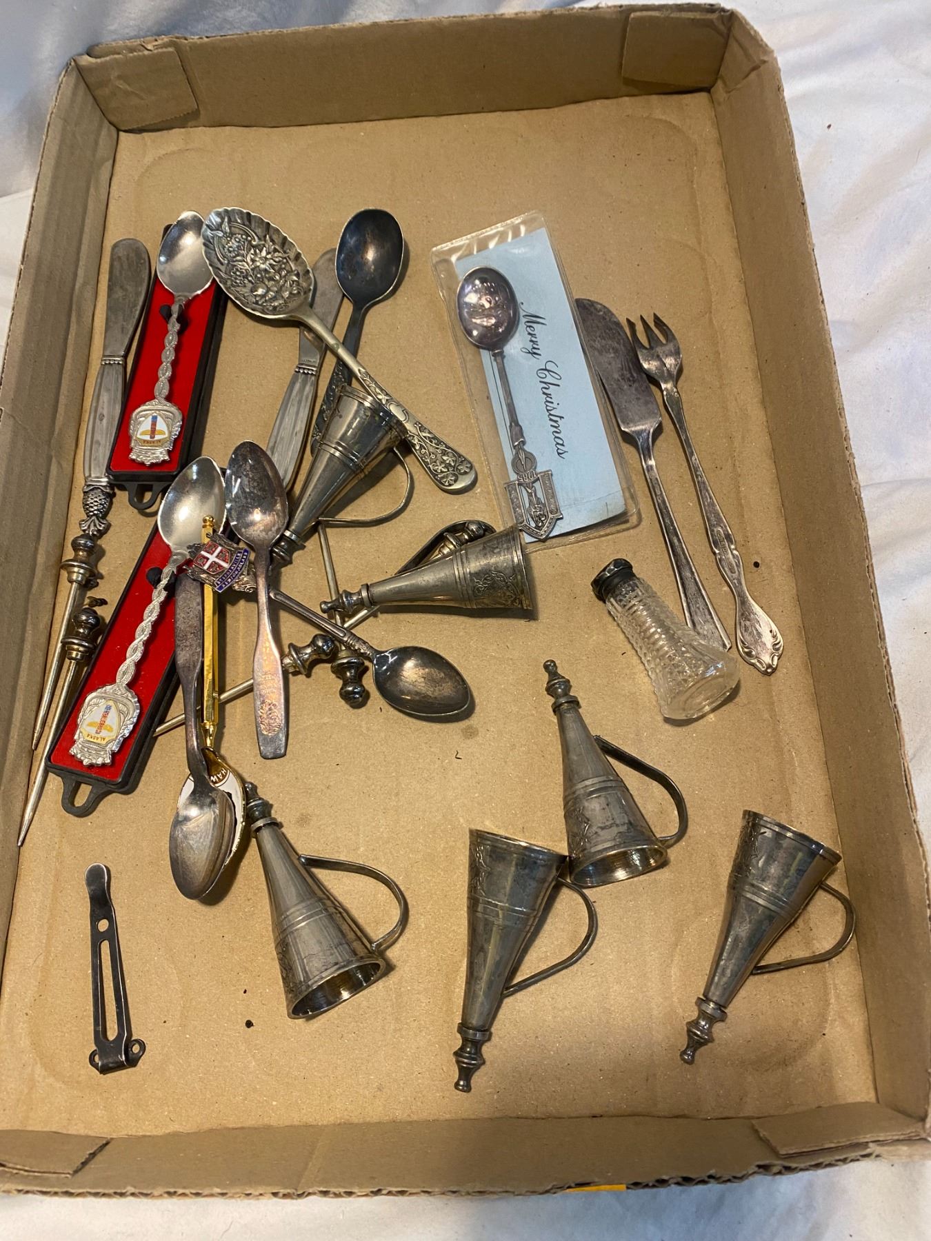 Collector spoons shaker with sterling top etc