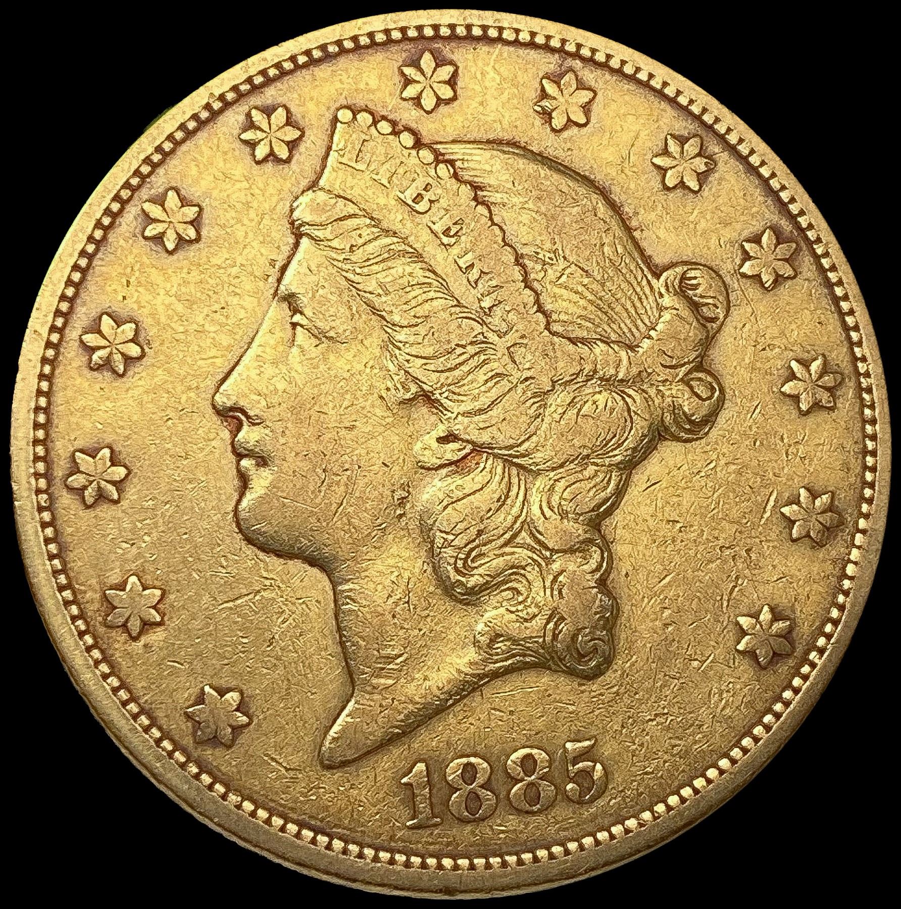 1885-S $20 Gold Double Eagle LIGHTLY CIRCULATED