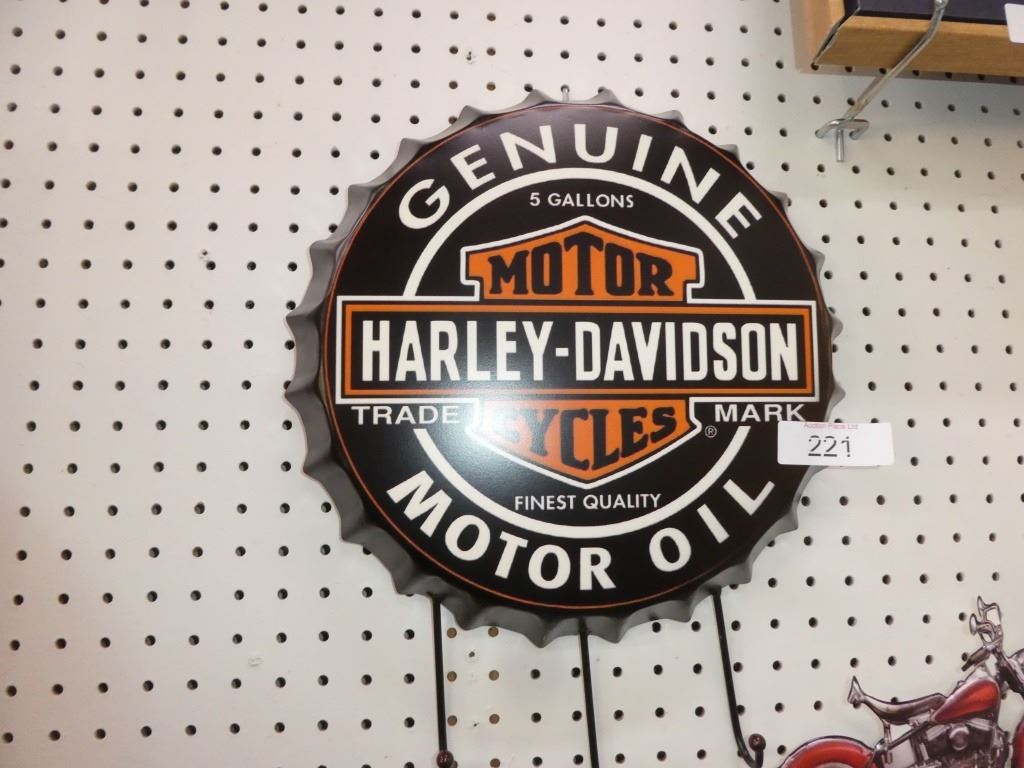 Harley Davidson motor oil coat hanger