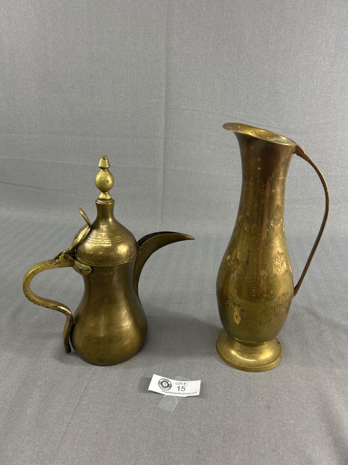 Rare Antique Brass Arabic Bedouin Pitcher & Etched Brass Ewer Pitcher ...