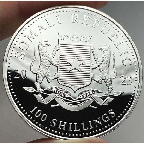 2023 Somali Republic 100 Shillings "African Wildlife Elephant" Proof 1 ozt .9999 Silver