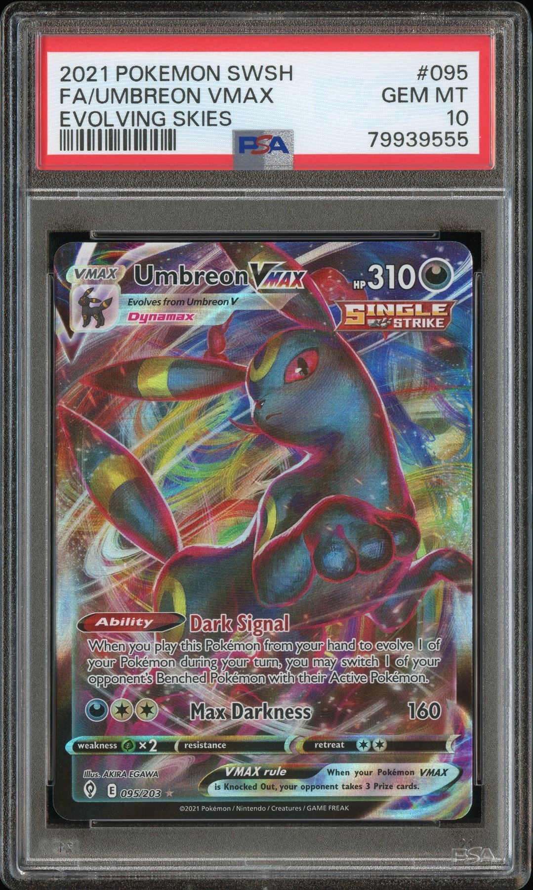2021 Pokemon - Full Art Umbreon VMAX - Evolving Skies - PSA 10 GEM MT