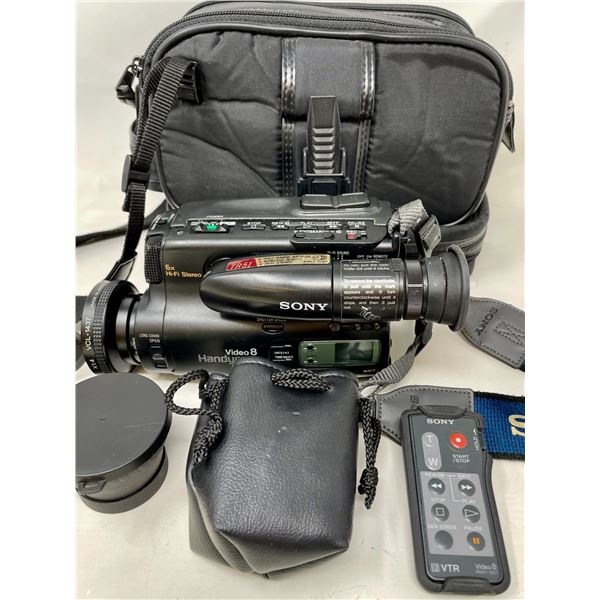 Sony Video 8 Handy cam with Remote, lenses & camera bag