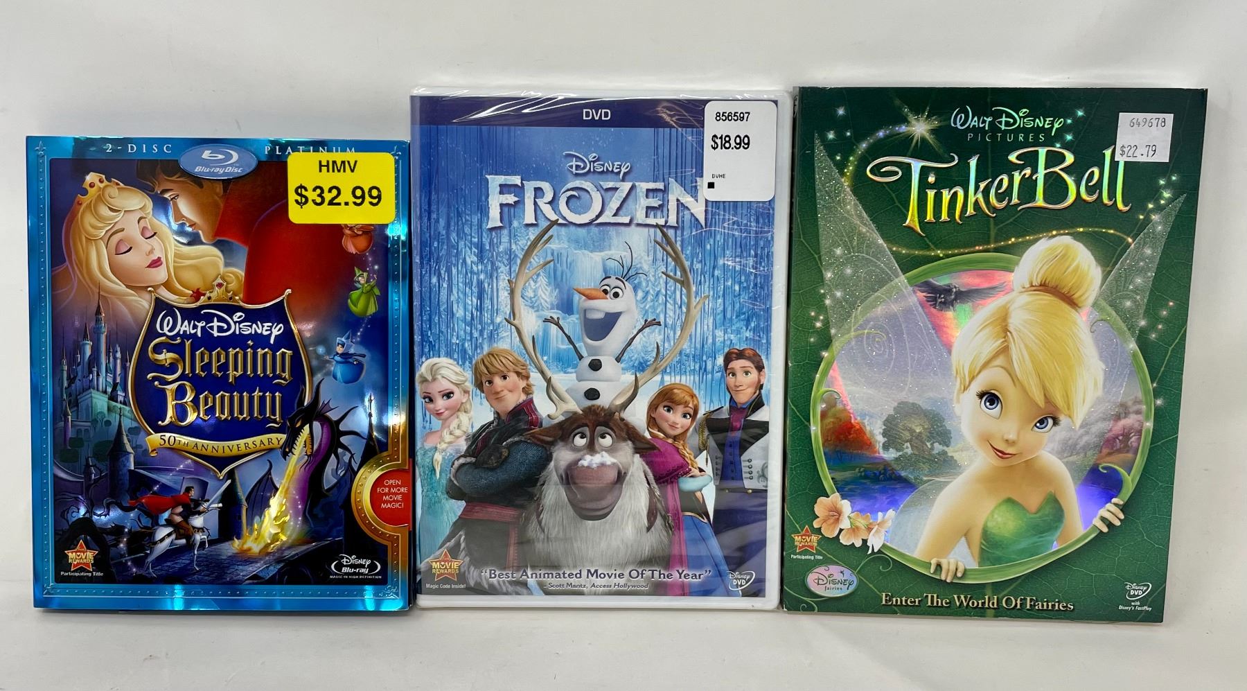 Sleeping Beauty Blue Ray, Frozen & Tinkerbell DVD
