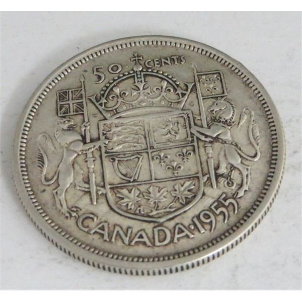 1955 Canadian Silver 50 Cent Coin