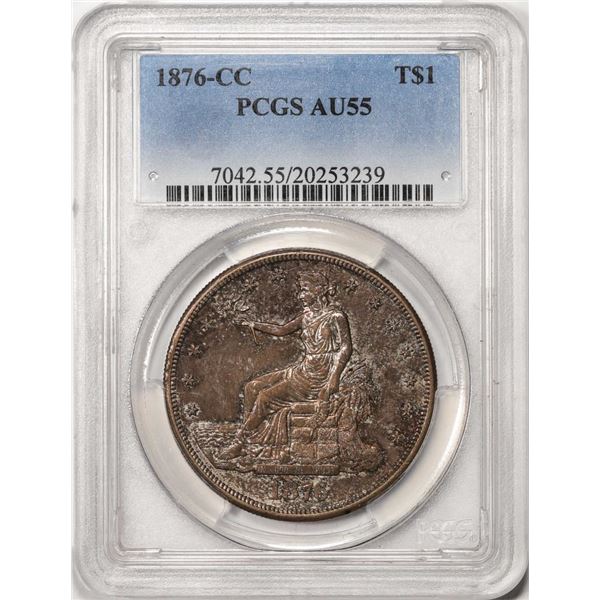 1876-CC $1 Trade Dollar Silver Dollar Coin PCGS AU55 - BK Auctions