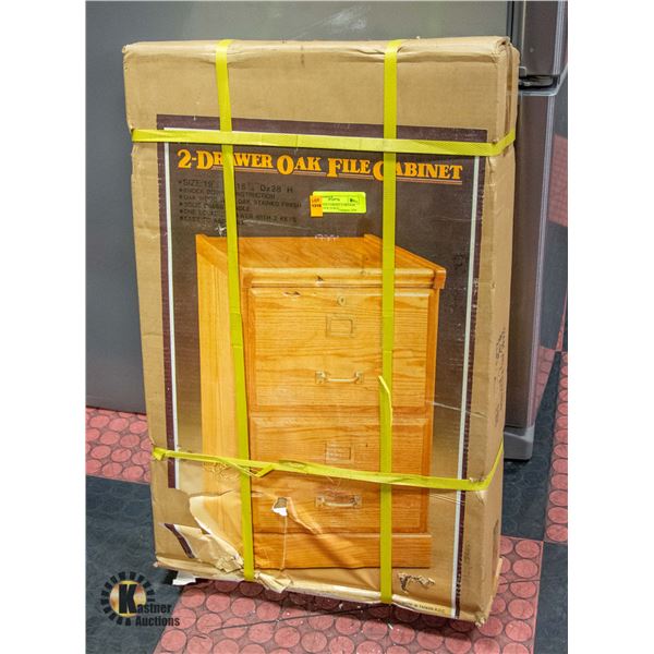 Oak Filing Cabinet 2 Drawer Wkey New In Box