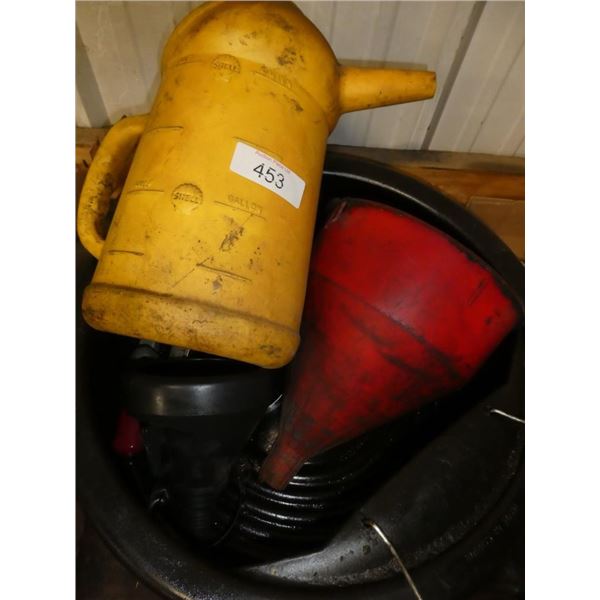 Oil Jug, Funnel and Oil Drain Pan