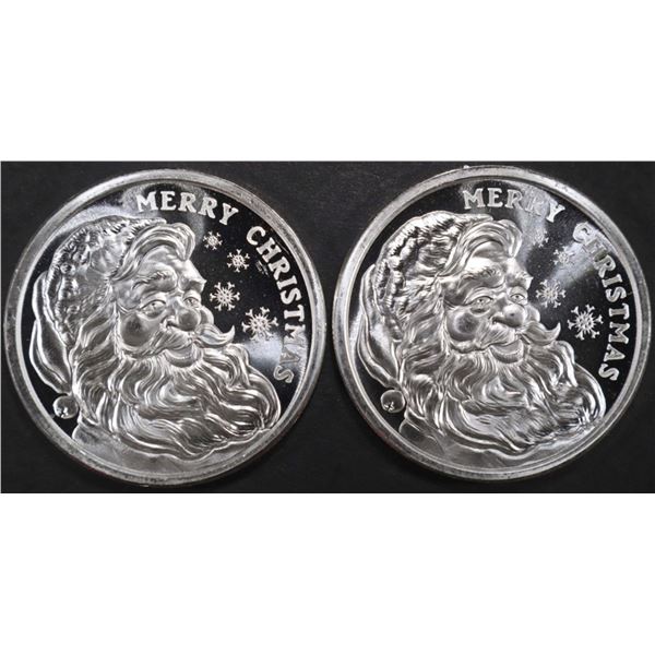 (2) 1 OZ .999 SILVER 2023 SANTA ROUNDS