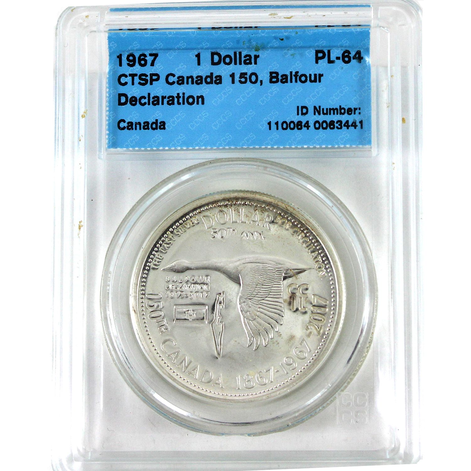 Silver $1 1967 CTSP Canada 150, Balfour Declaration. Limited Mintage of ...