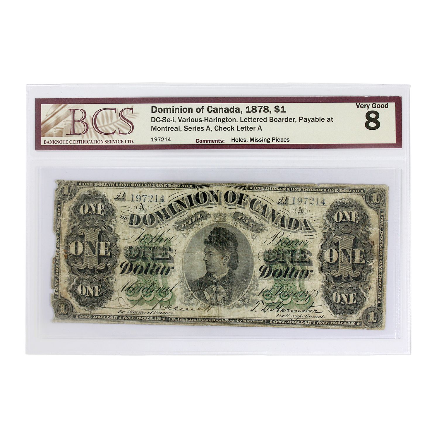 Dc 8e I 1878 1 Bcs Vg8 Various Harington Lettered Border Payable At