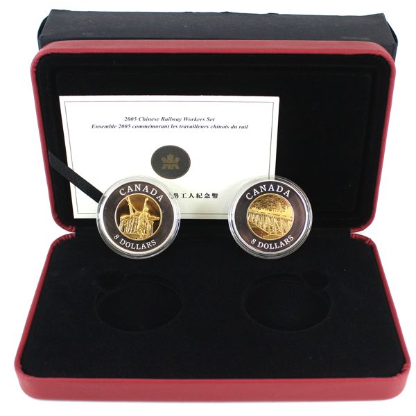 2005 $8 Chinese Railway Workers Fine Silver 2-Coin Set (Tax Exempt)