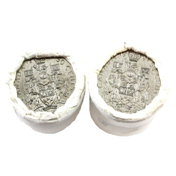 *1991 & 1994 50-cent Original Roll of 25pcs. 2 Rolls