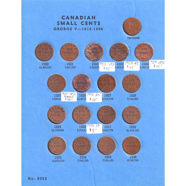 Small Cent Collection 1920-1972, Grades F to BU. 57 Coins Total!