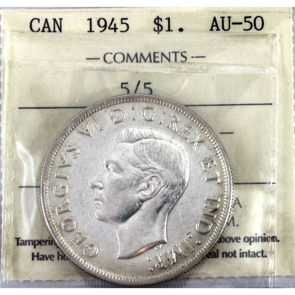 $1 1945 5/5 ICCS AU50