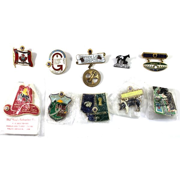 Vintage Lions Club Canada Assorted Enameled Pins. 10pcs.