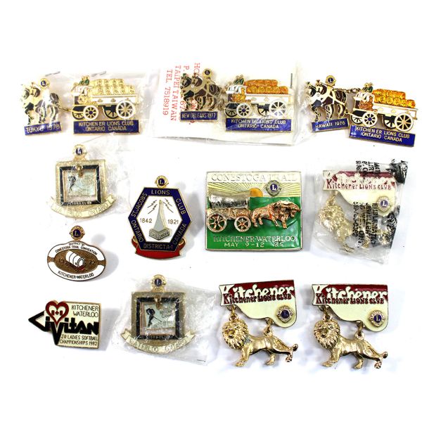 Vintage Lions Club Canada-Ontario Kitchener/Waterloo Assorted Enameled ...