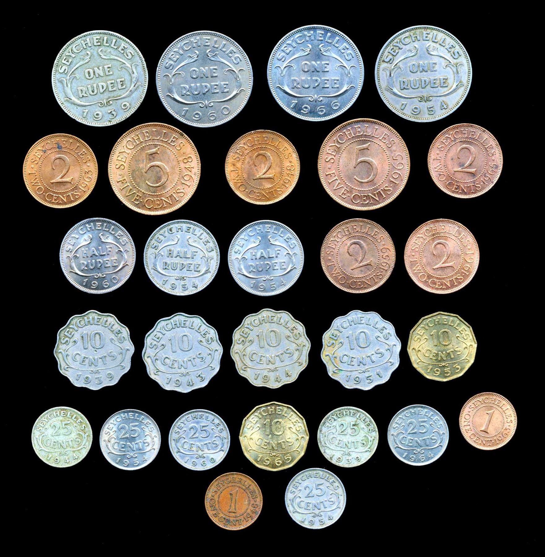 SEYCHELLES 1939-1966. A hoard of British Colonial Coins
