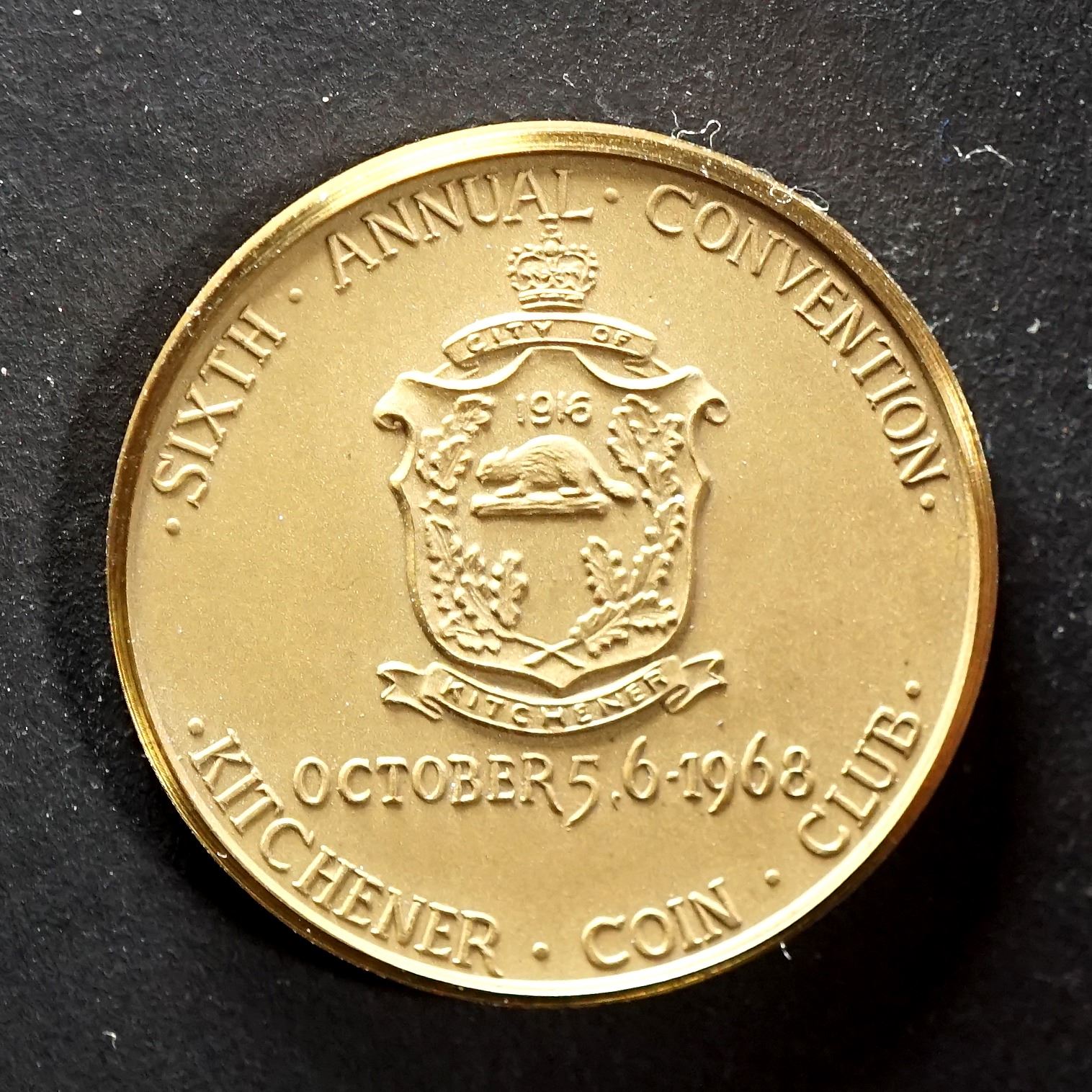 CANADA 1968 Ontario Numismatic Association Gold Medal UNC