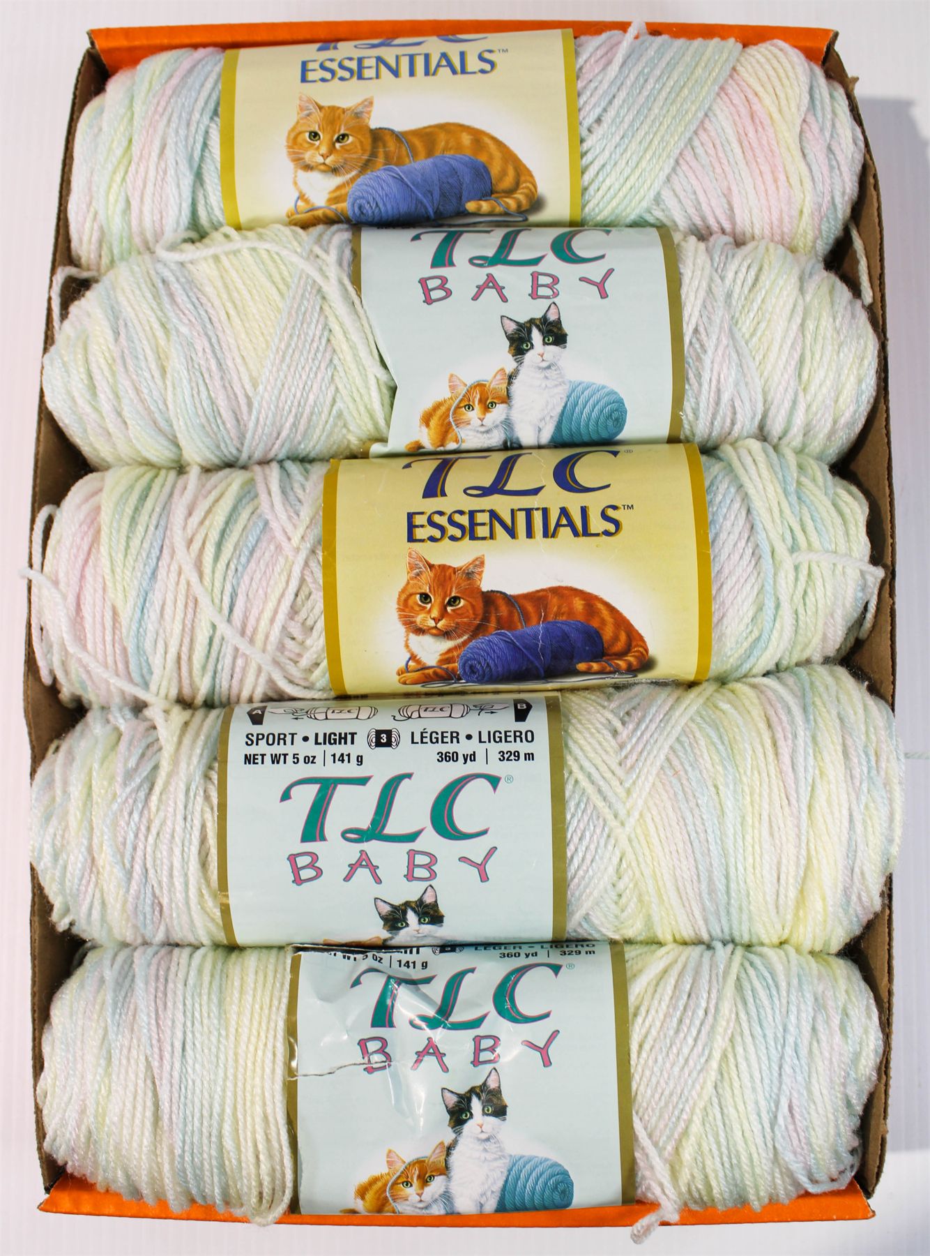 LOT OF TLC BABY MULTI POWDER COLORED YARN