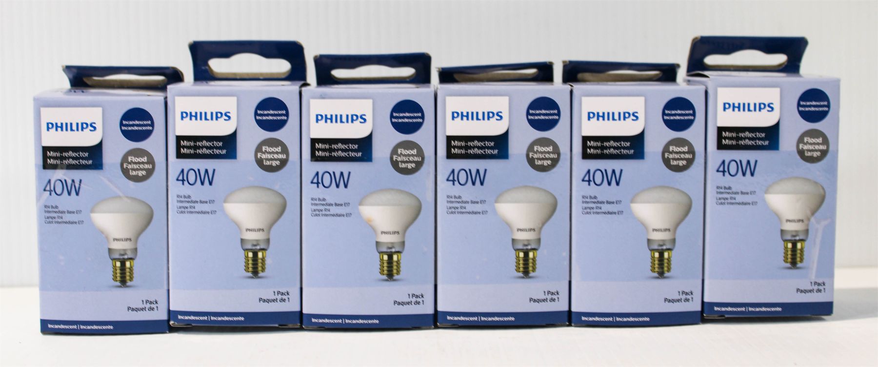 6 PHILIPS 40W FLOOD LIGHT BULBS MODEL R14