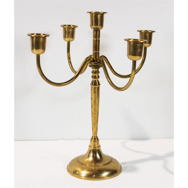 BRASS 10" FIVE POINT CANDLE STICK HOLDER