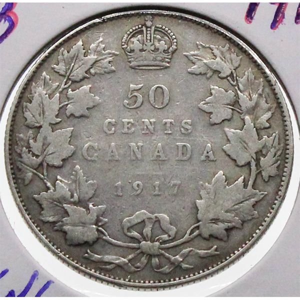 1917 CANADA SILVER 50 CENT COIN
