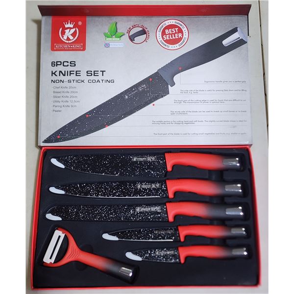 KITCHEN KING 6PCS KNIFE SET - RED HANDLE
