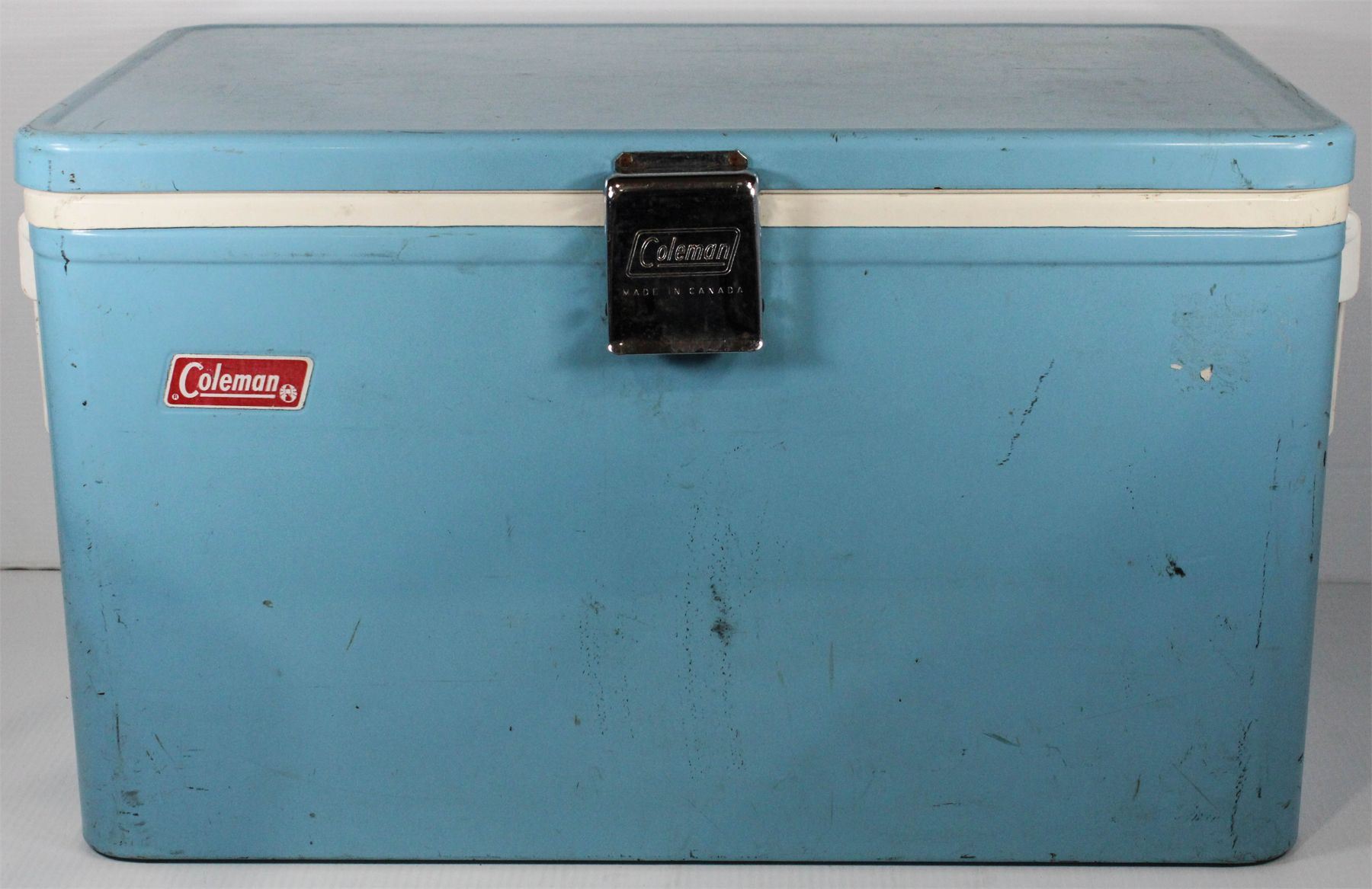 VINTAGE COLEMAN 70'S BLUE METAL ICE CHEST / COOLER, SHIPPING NOT ...