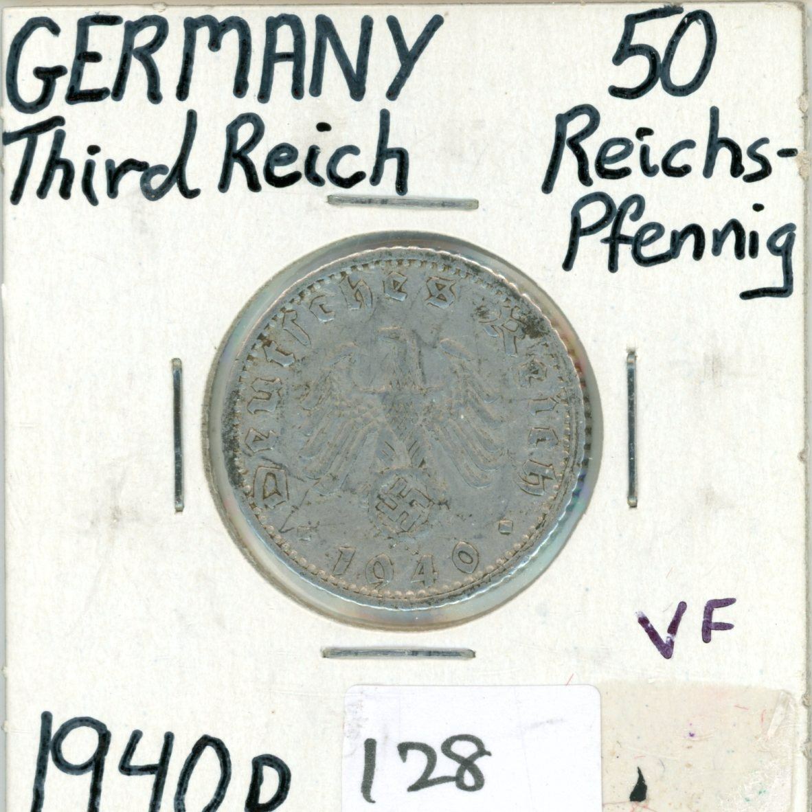 Nazi Germany – Third Reich. 1940D 50 Reichspfennig. Eagle with Swastika ...