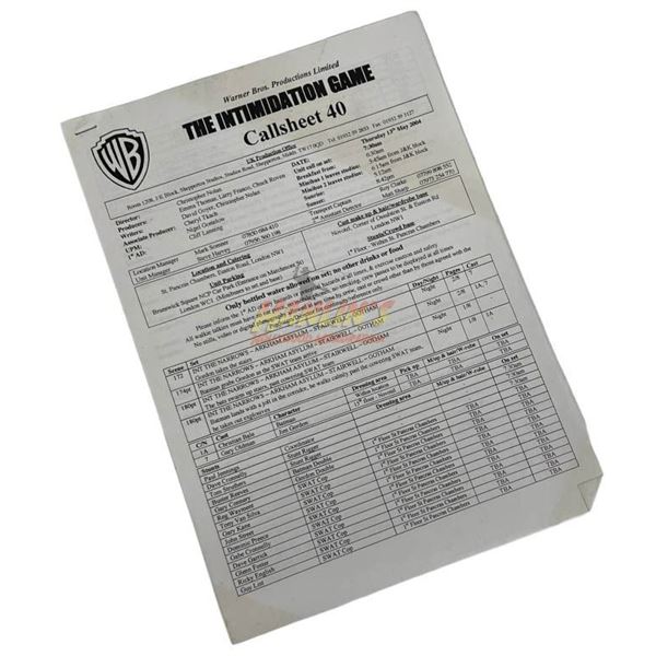 Batman Begins (2005) - Call Sheet