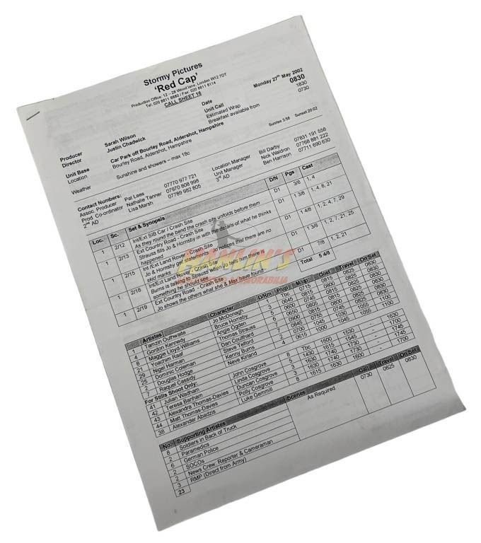 Red Cap (2003–2004) - Call Sheet