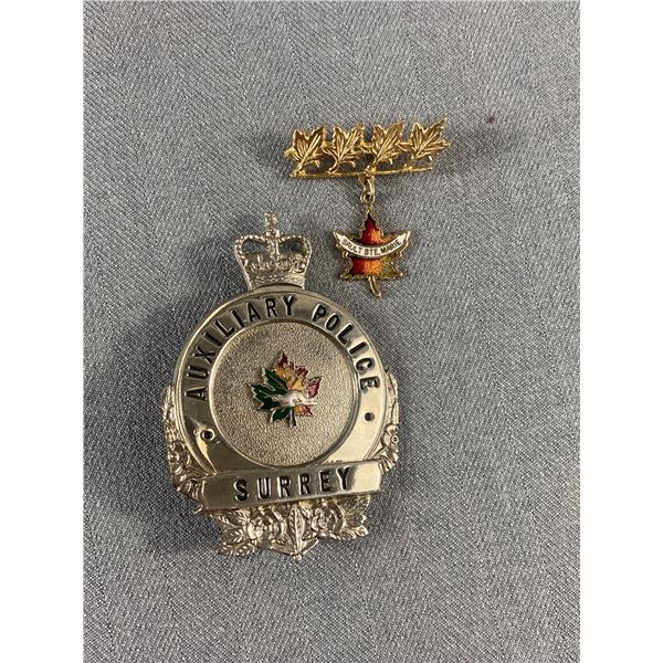 Rcmp Surrey Auxillary Police Badge And Sault Ste Marie Pin