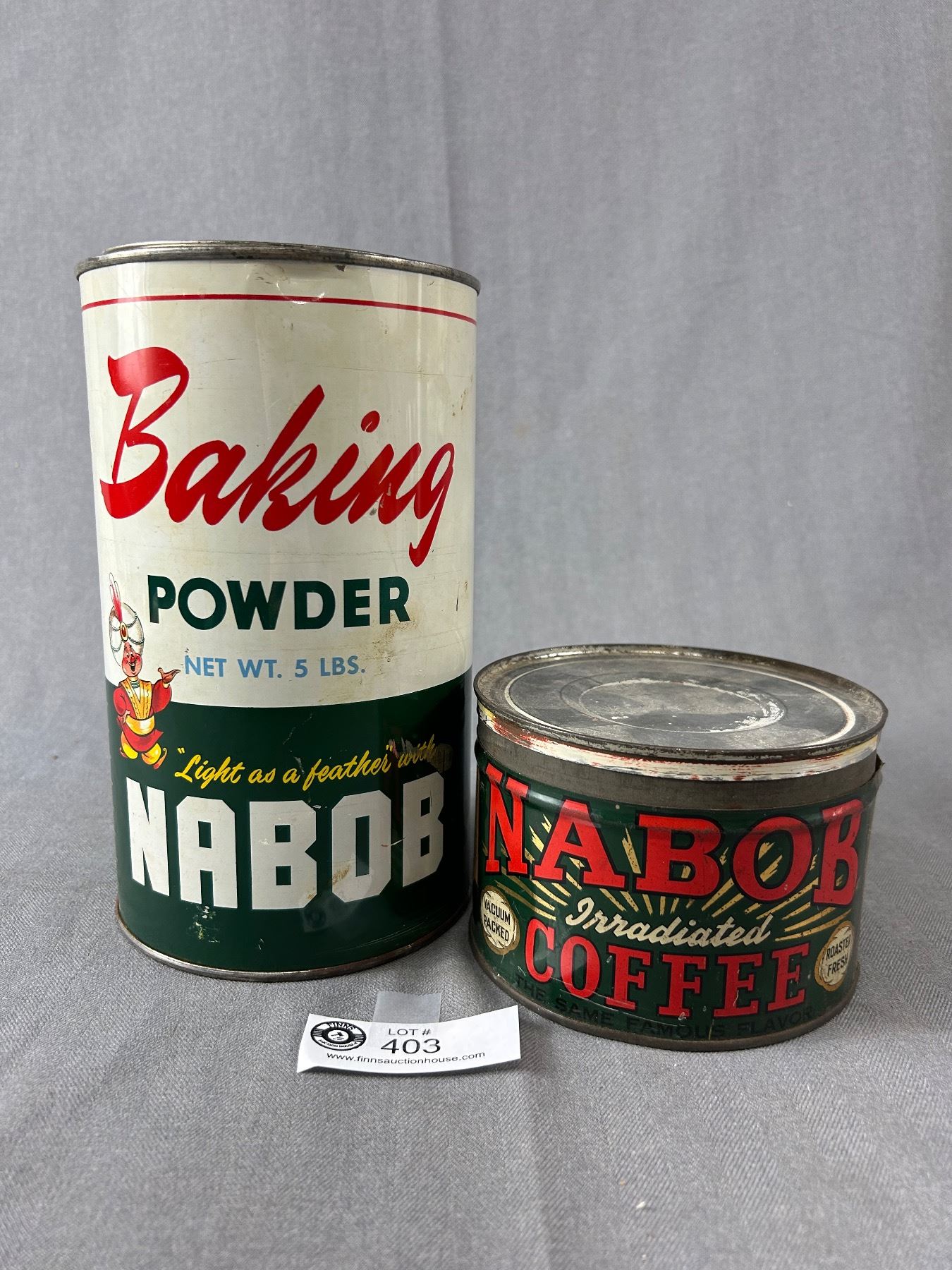 2 Vintage Nabob Tins - Coffee & Baking Powder