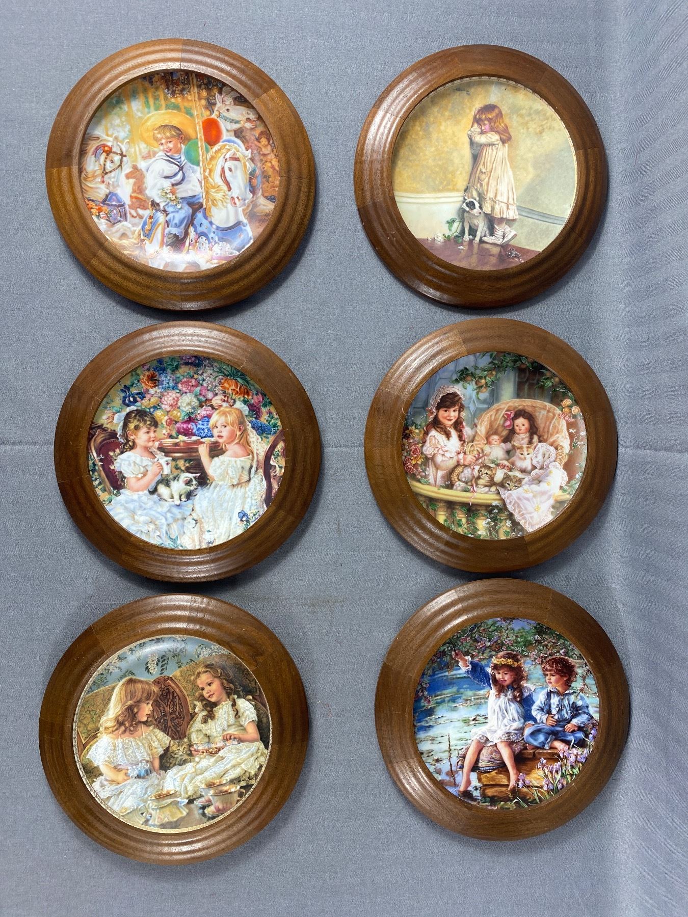 6 Vintage Collector Plates In Wood Frames: #1-4 Sandra Kuch "Hearts ...