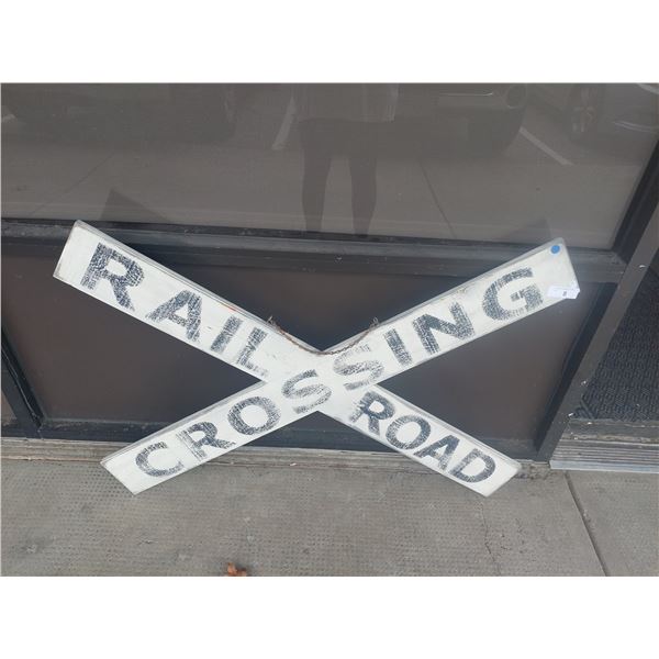 Custom painted wooden Railway Crossing sign, Approx 4 ft wide