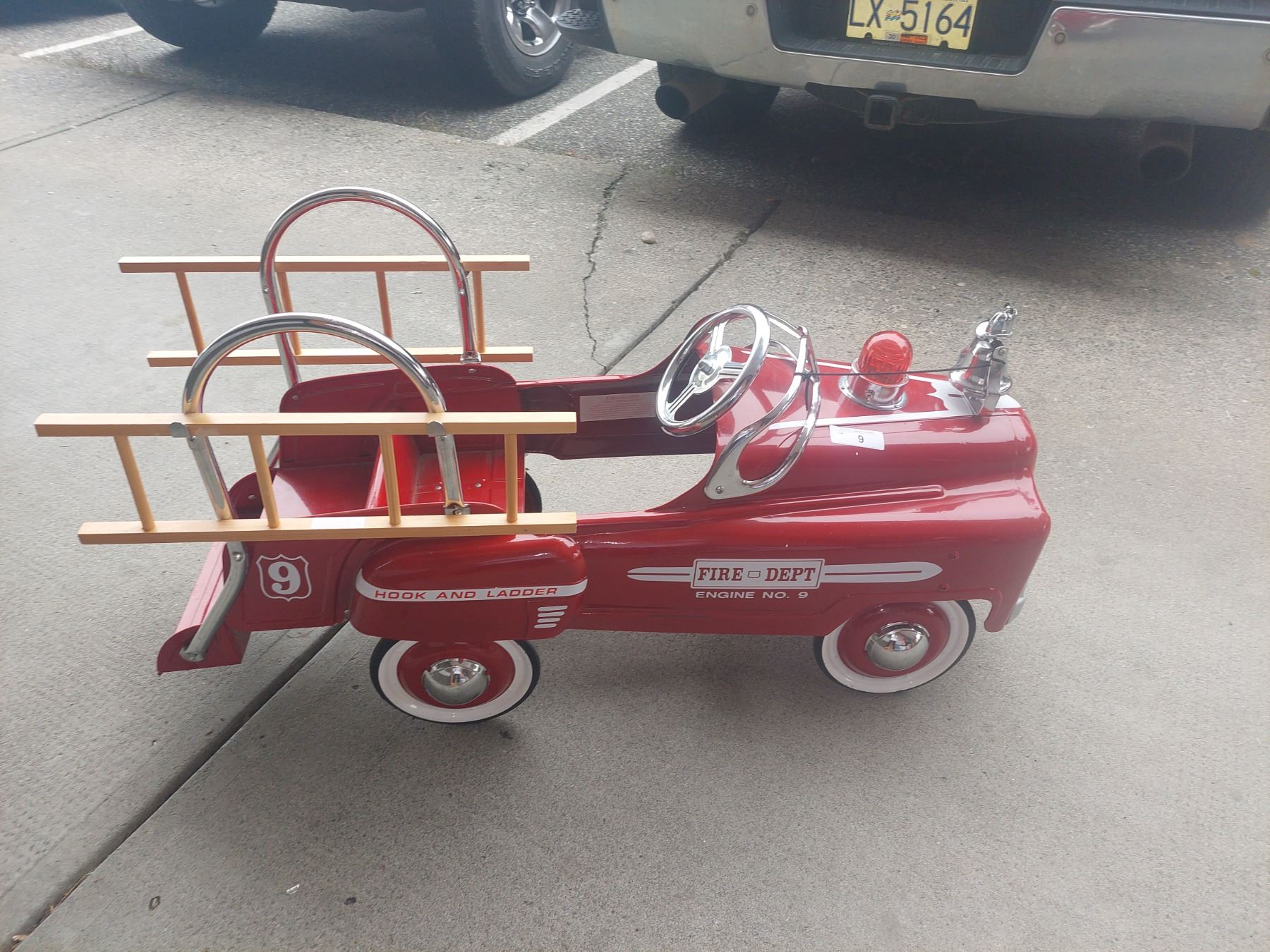 Beautiful Fire Truck Pedal Car, Engine no.9 with ladders approx 42" long
