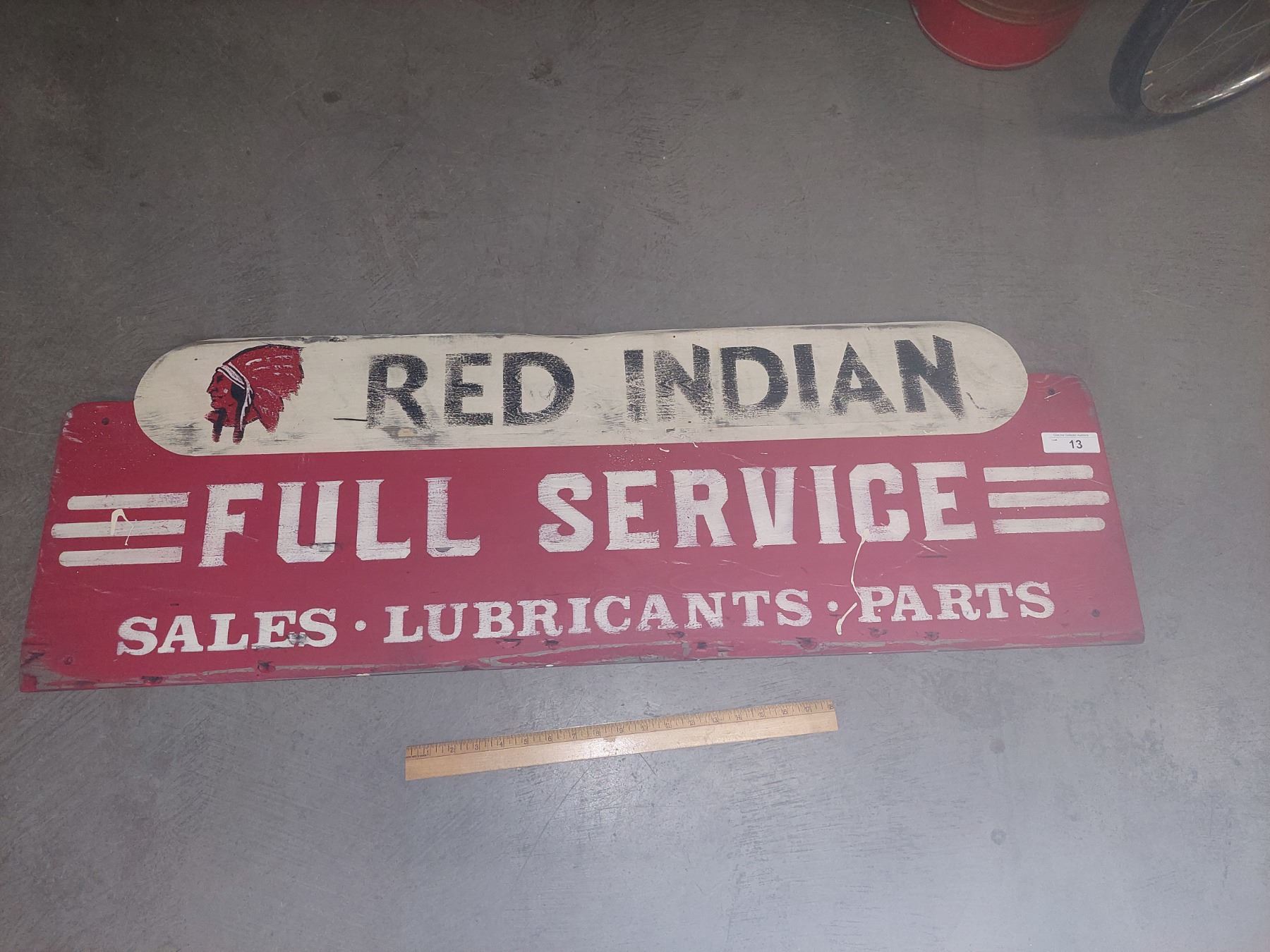 Custom Red Indian full service wood sign 48"