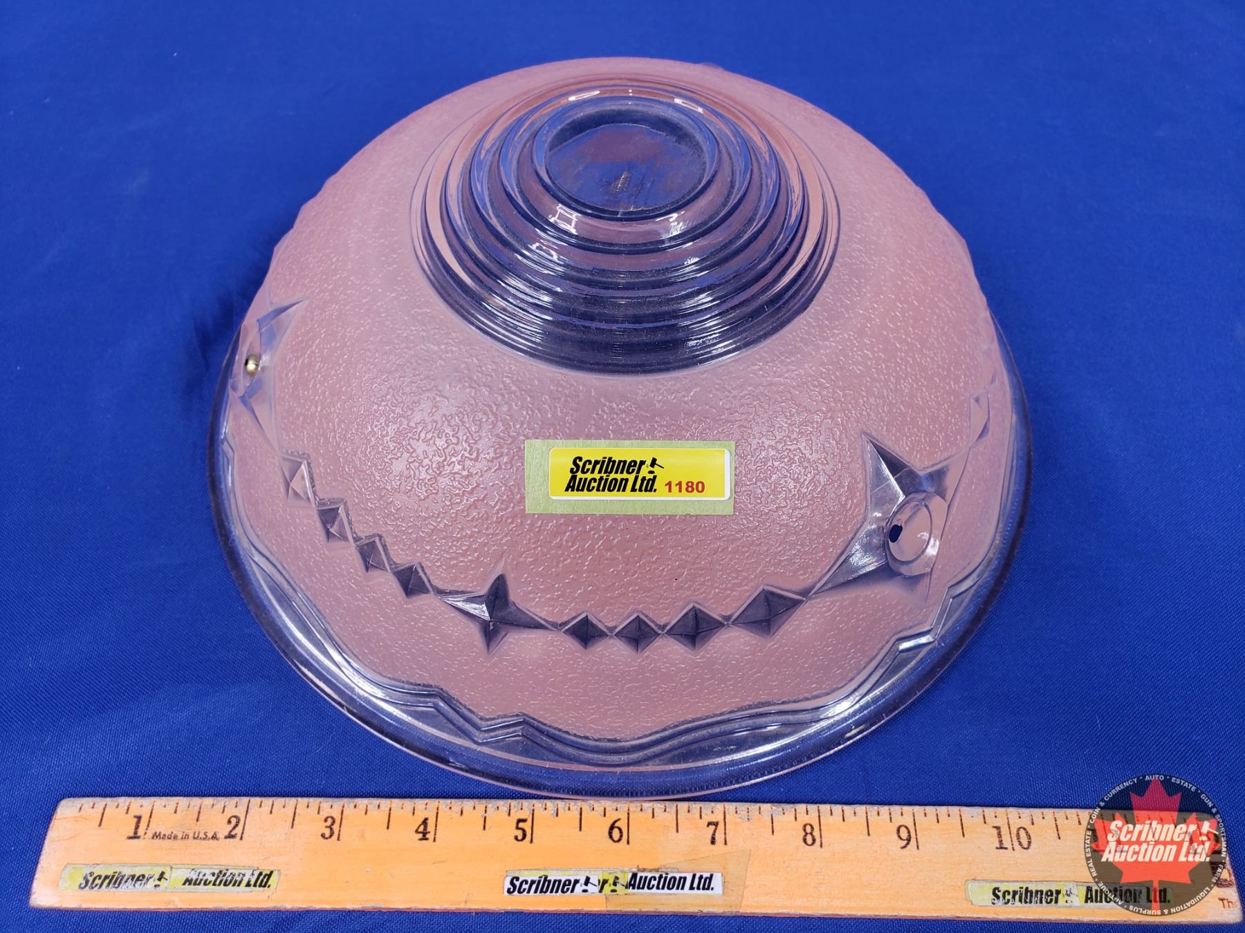 Vintage Art Deco Pinkclear Glass Light Shade 11dia See Pics