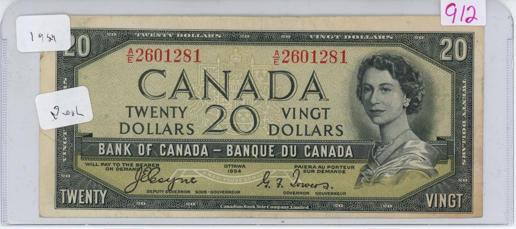 1954 Canadian "Devil's Face" 20 dollar bill - Coyne/Towers - A/E 2601281
