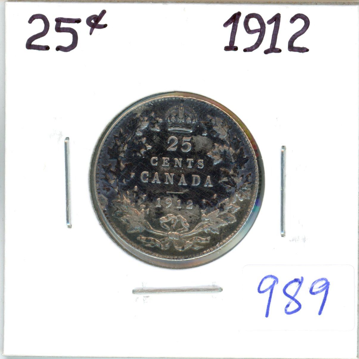 1912 Canadian 25 cent silver coin - Schmalz Auctions