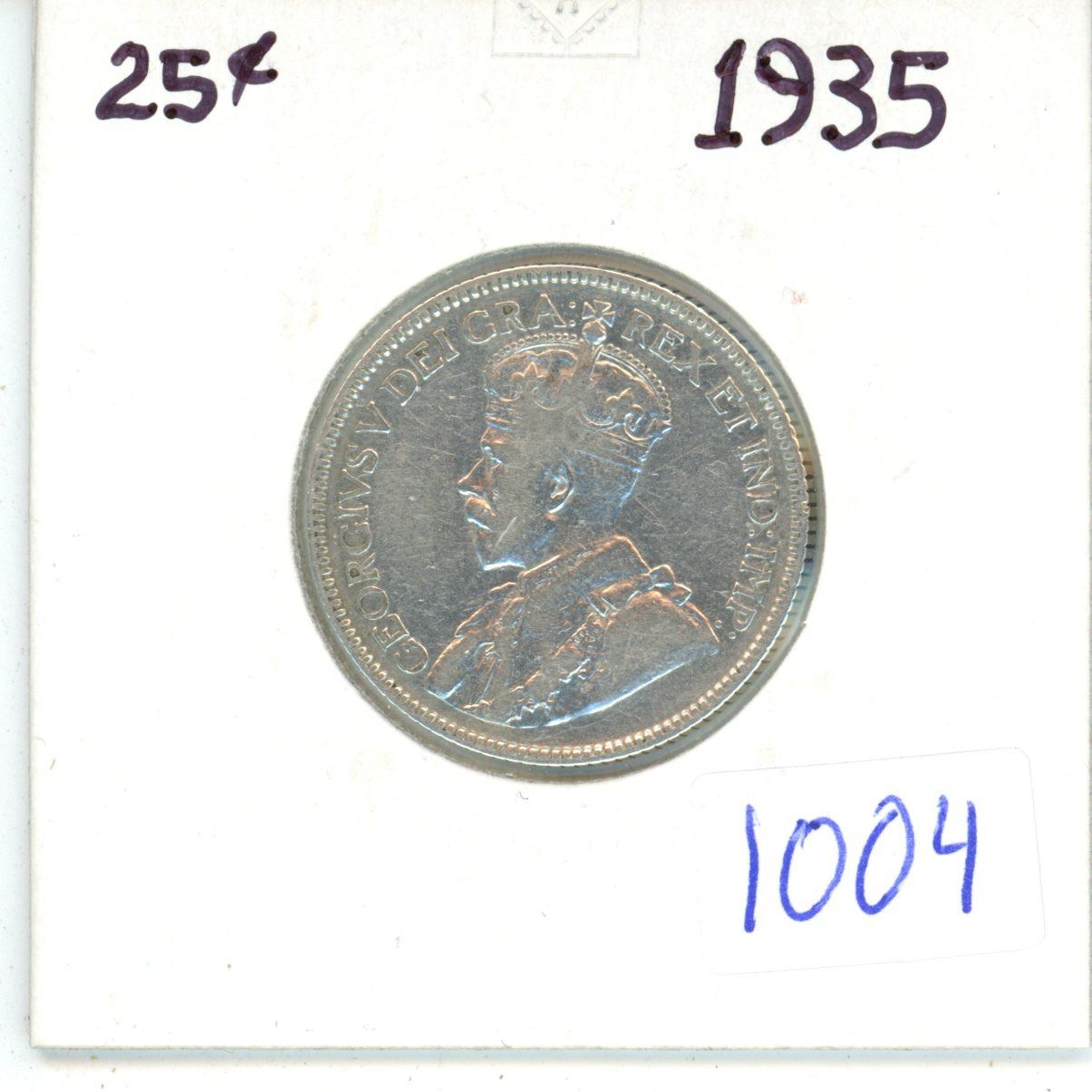 1935 Canadian 25 cent silver coin - Schmalz Auctions