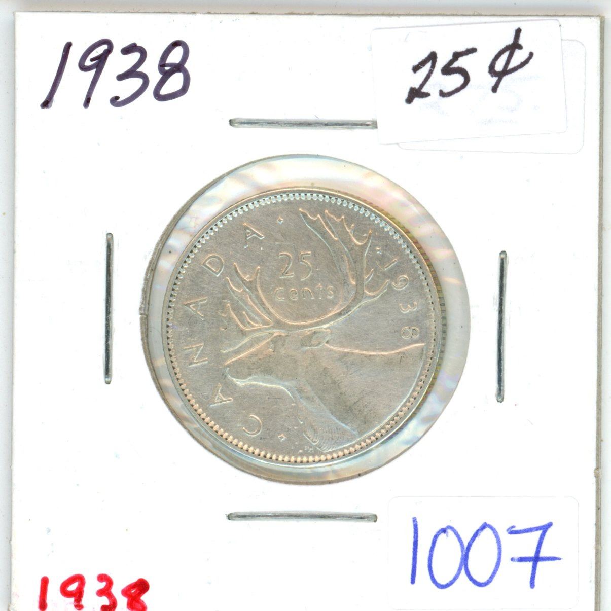 1938 Canadian 25 cent silver coin - Schmalz Auctions