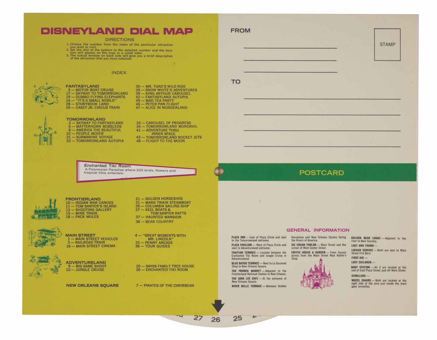 A 1972 "Walt Disney's Dial Guide to Disneyland" Map.