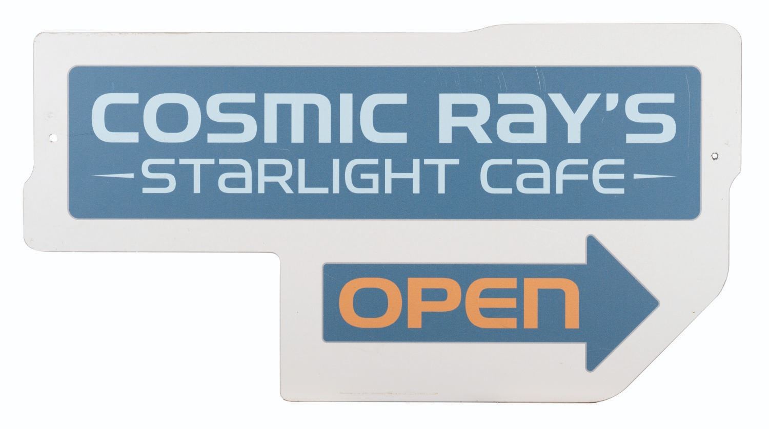 A Cosmic Ray's Starlight Cafe Directional Sign.