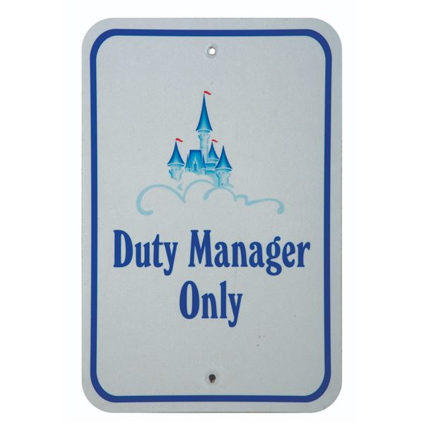 A Walt Disney World Duty Manager Parking Sign