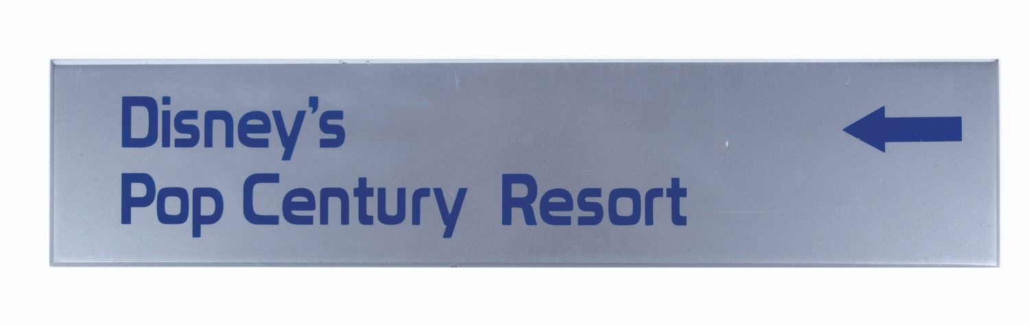 An EPCOT / Pop Century Resort Bus Transportation Sign.